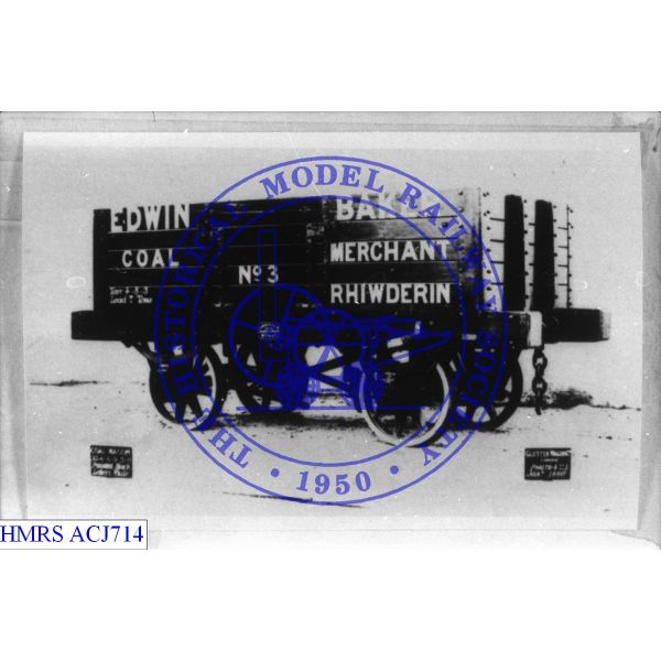 [ACJ714] 7t coal wagon, 5-plank, side doors, dumb buffers, Edwin Baker, Rhiwderin, No.3. Livery ...